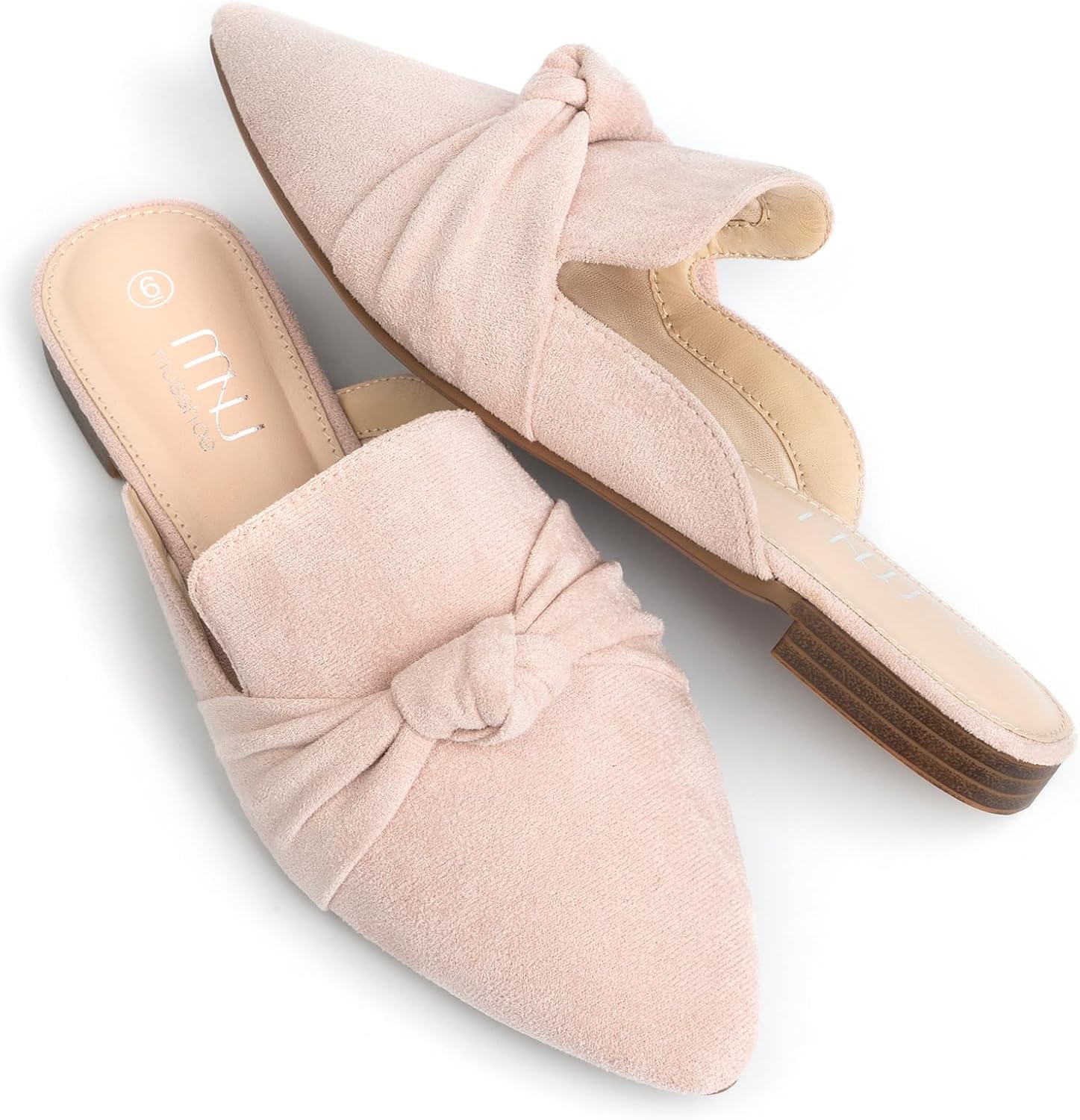 MUSSHOE Mules for Women Flats Comfortable Pointed Toe Slip on Women ...