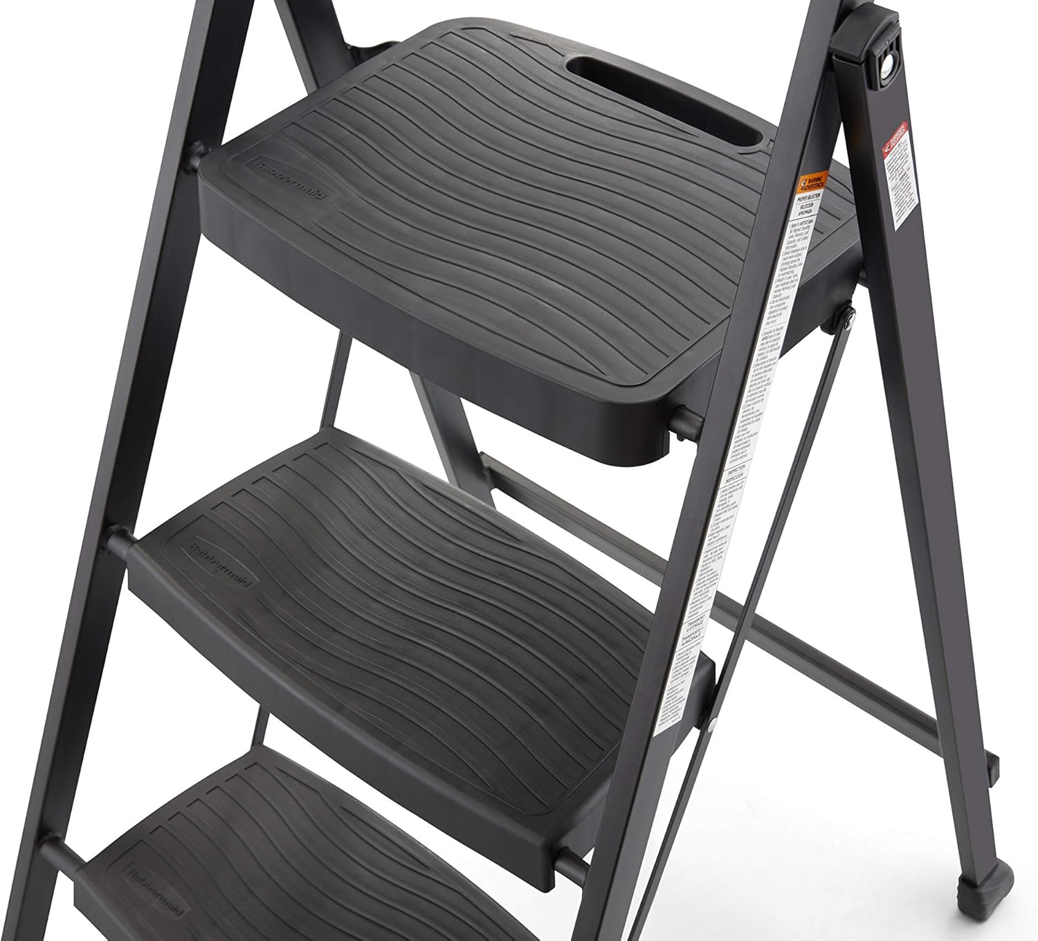 Rubbermaid 3-Step Steel Ladder,Folding Step Stool with Hand Grip and ...