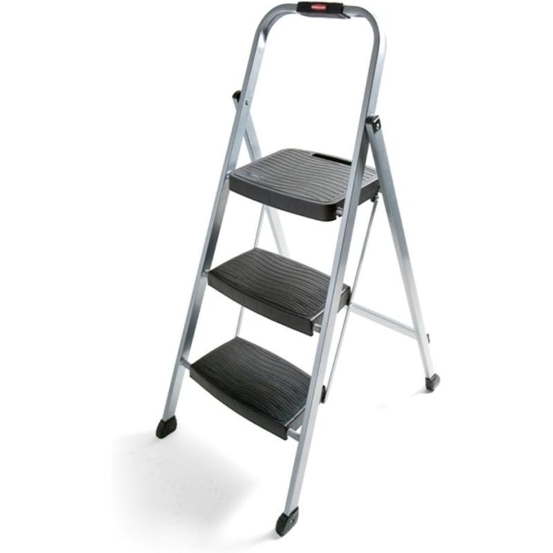 Rubbermaid 3-Step Steel Ladder,Folding Step Stool with Hand Grip and ...