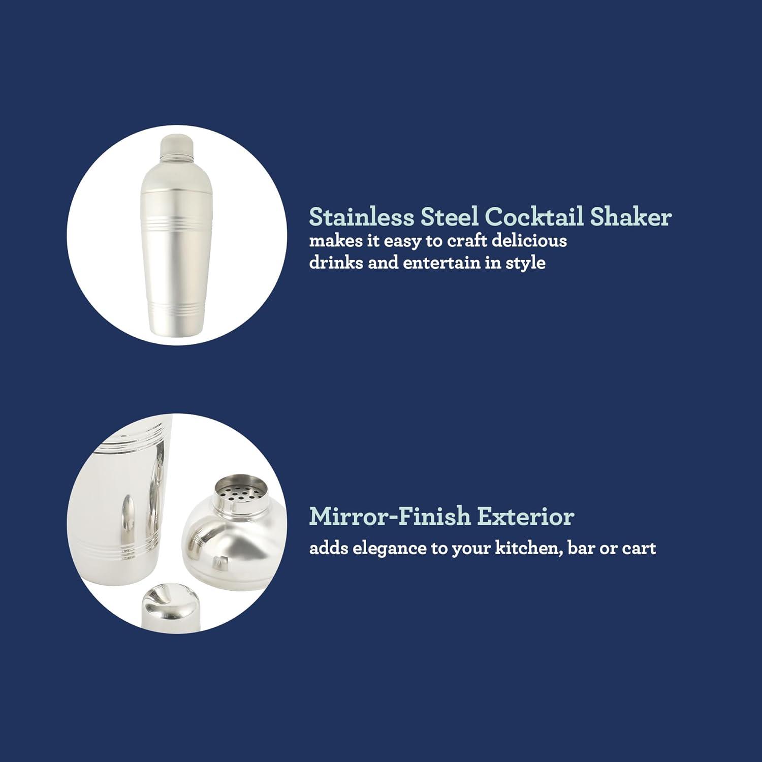 Oster Baldwyn 750 mL Cocktail Shaker with Lid – Stainless Steel Martini ...