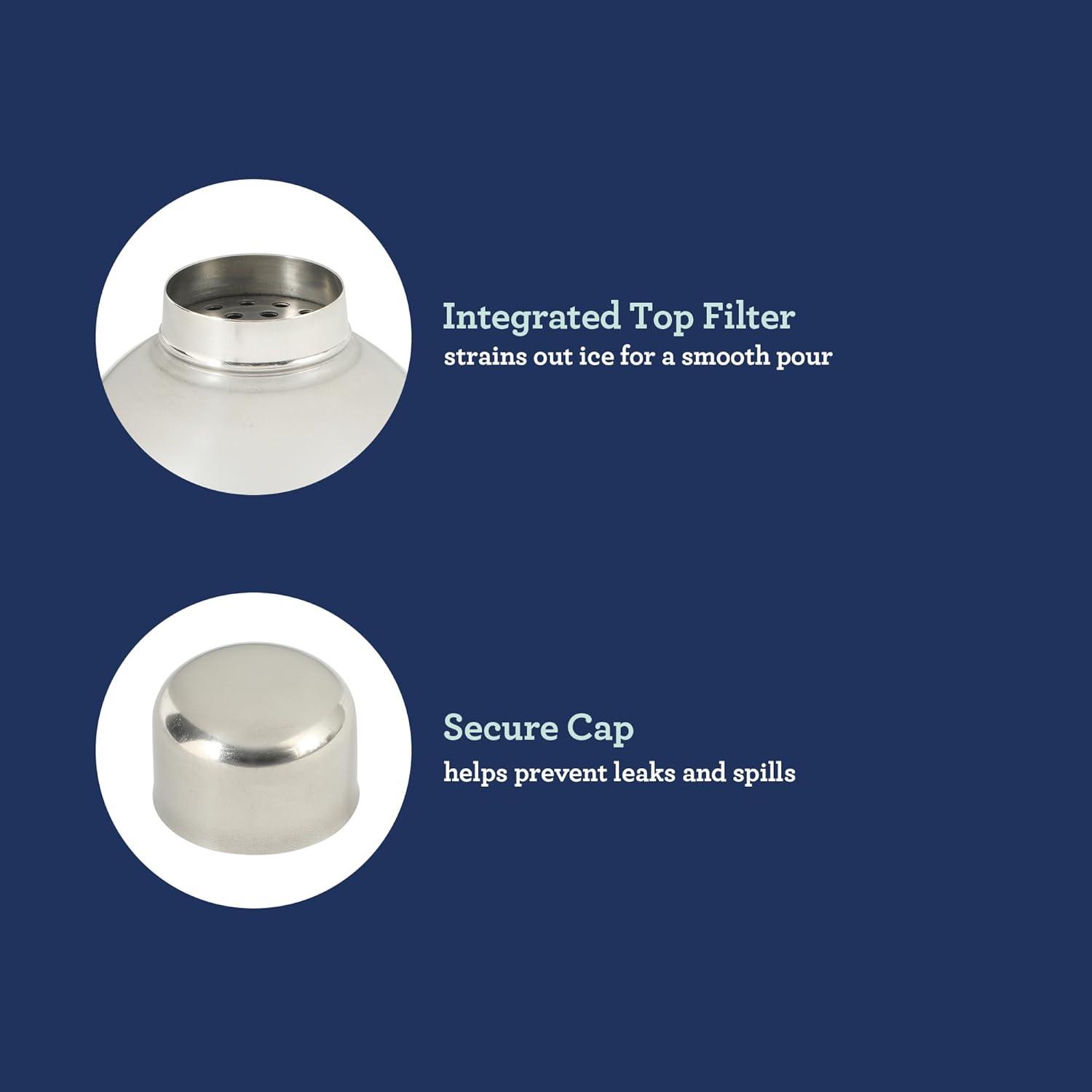 Oster Baldwyn 750 mL Cocktail Shaker with Lid – Stainless Steel Martini ...