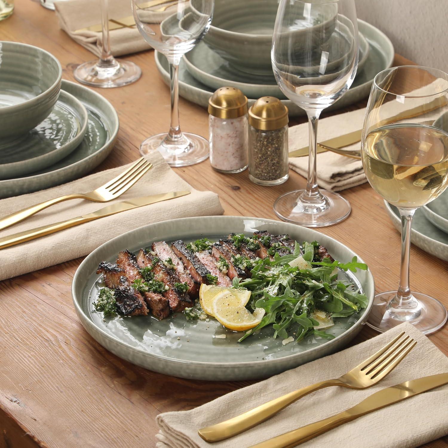 Gibson Elite Pacifco Beach Plates and Bowls Sets, 12-Piece Stoneware ...