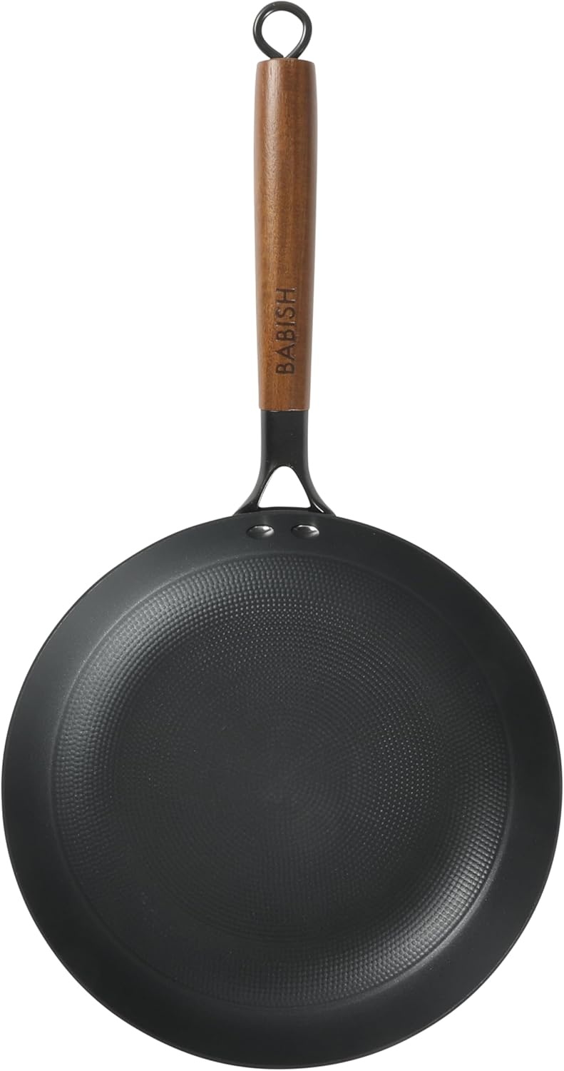 Babish 11 Inch Cast Iron Skillet with Wooden Handle, Pre-Seasoned ...