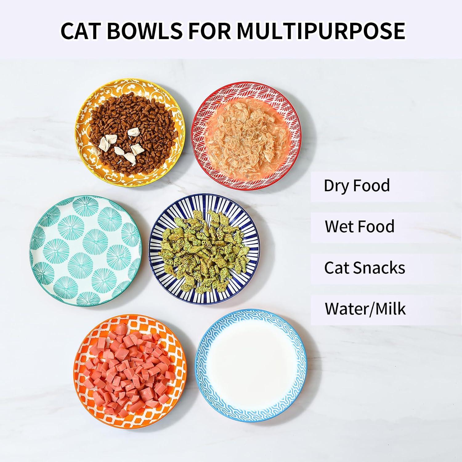 Selamica Ceramic Cat Bowls, 6 Inch Wide Shallow Cat Food Bowl for ...