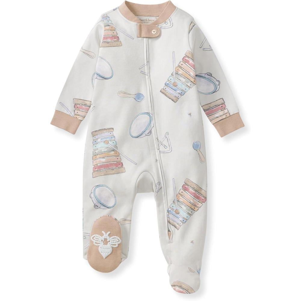 Burt’s Bees Baby Boys Sleep and Play PJs, 100% Organic Cotton One-Piece ...