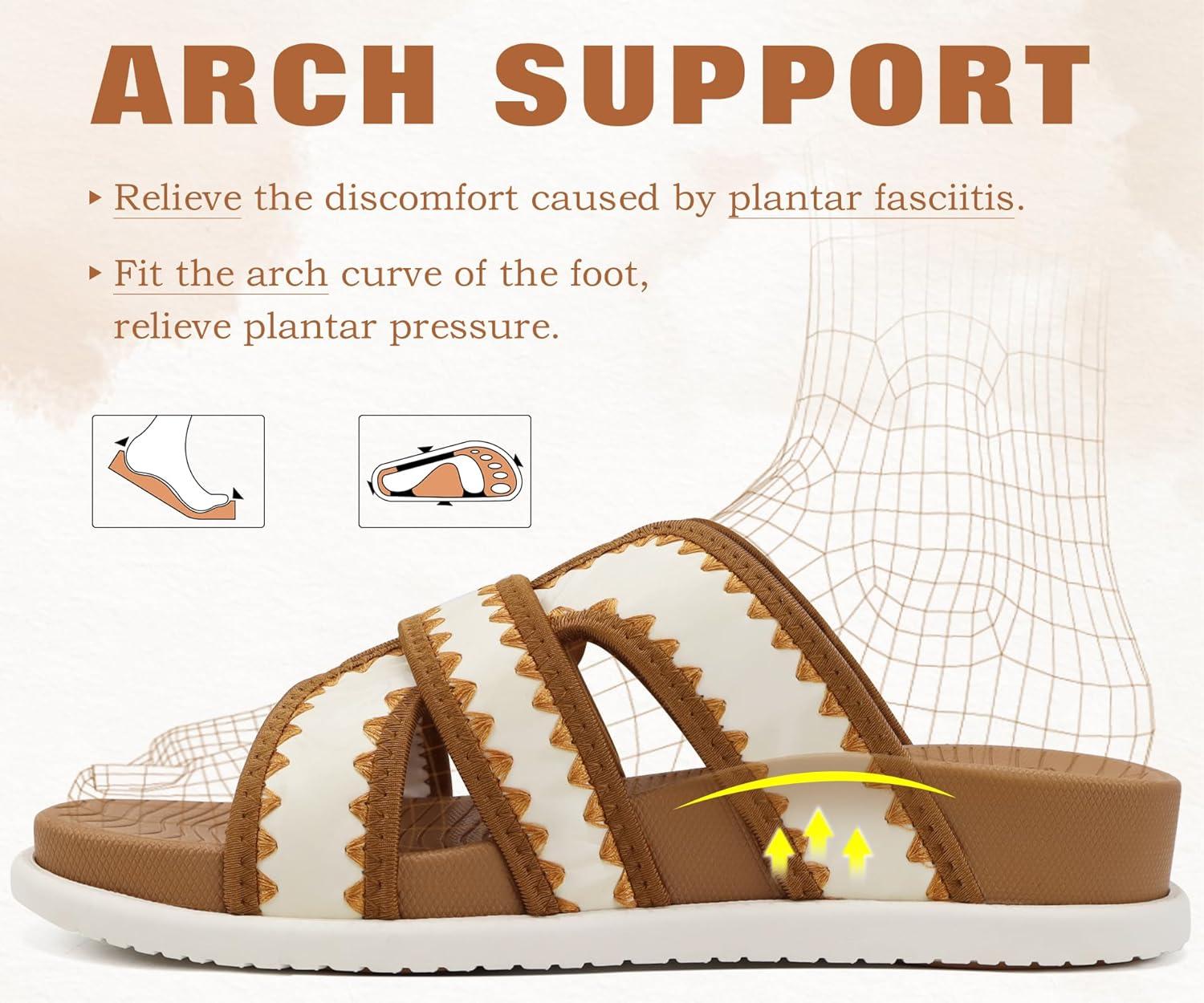 COFACE Womens Walking Sandals with Arch Support 2026 Summer Slides for ...